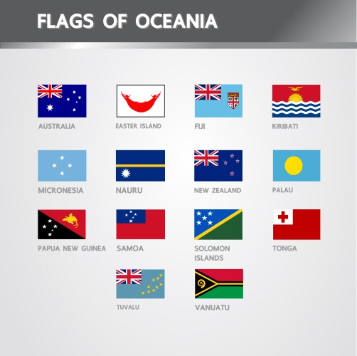 Flags of oceania icons set Royalty Free Vector Image