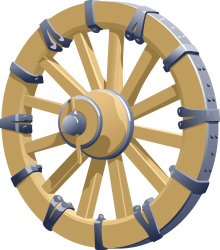 Cowboy concept with old wooden wheel Royalty Free Vector