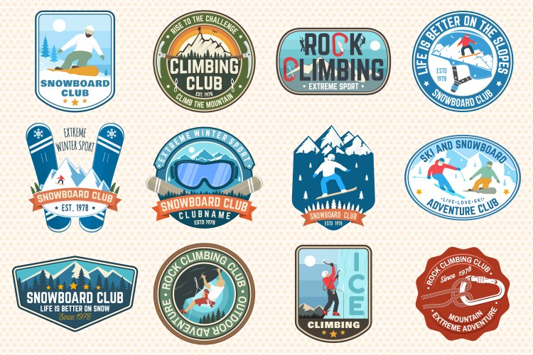 Ski and snowboard club emblem Royalty Free Vector Image