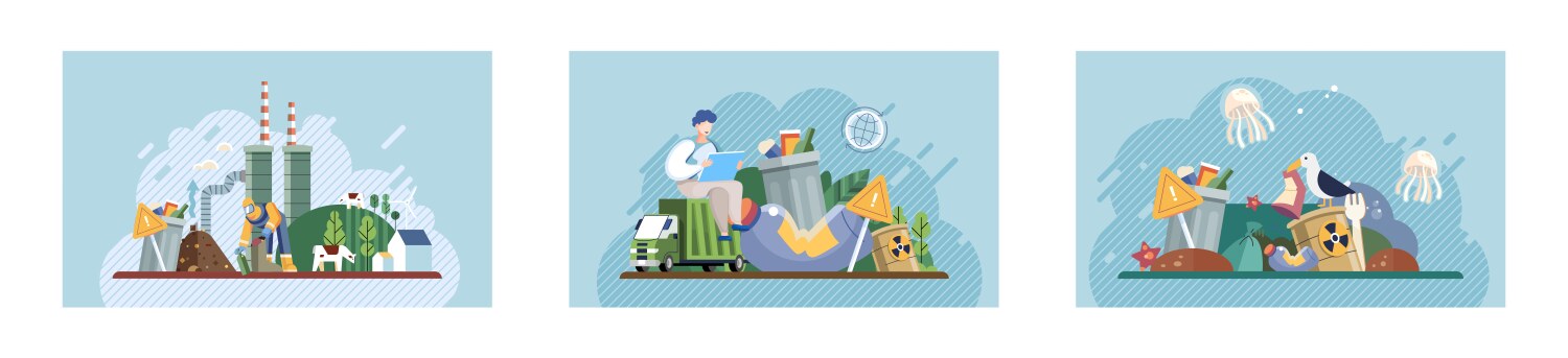 Waste pollution living in dirty and polluted Vector Image