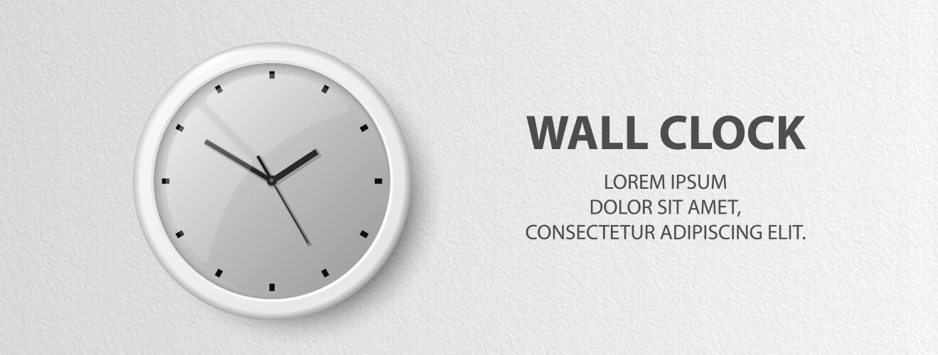 3d realistic white square wall office clock Vector Image