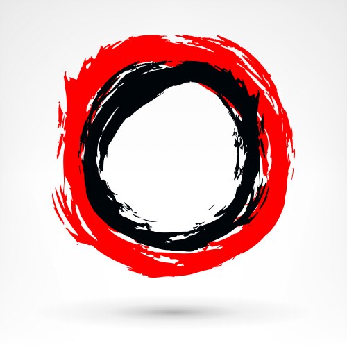 Circle brush stroke black and red brushstroke Vector Image
