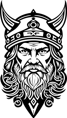 Awesome line art style viking head graphic Vector Image