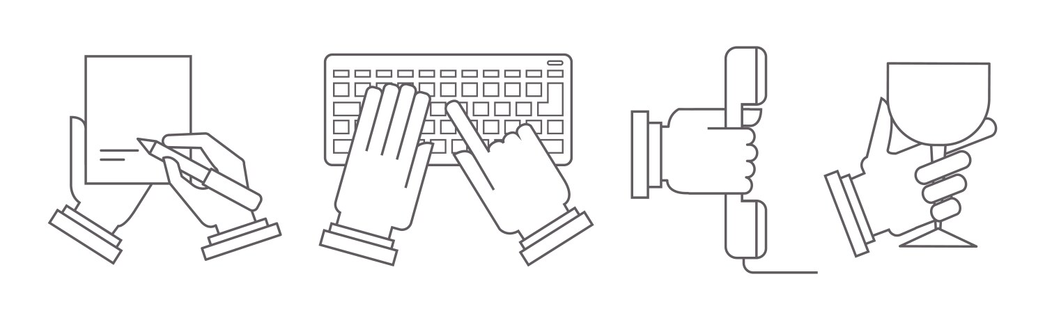 Human hand perform different action line Vector Image