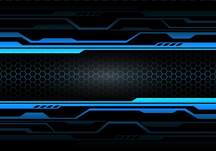 Blue metallic line overlap on dark hexagon mesh Vector Image