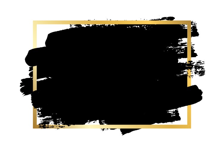 Brush stroke gold text box isolated white Vector Image
