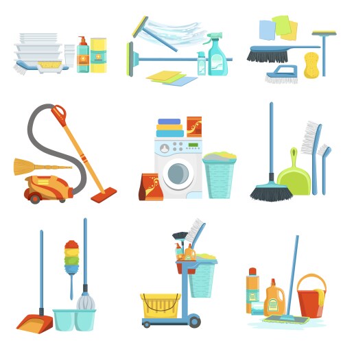 Household and housekeeping equipment cleaning Vector Image