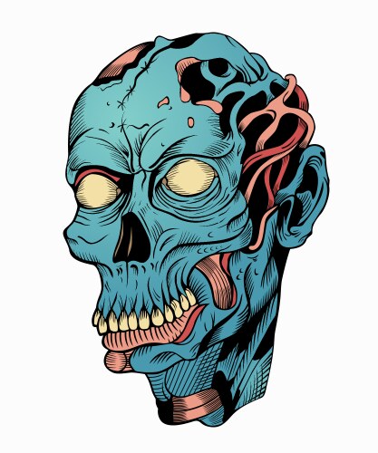 Zombie Skull Drawing Royalty Free Vector Image
