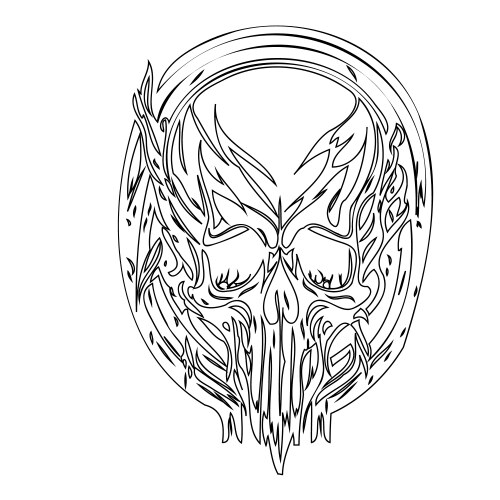 Cursed skull halloween sketch outline Royalty Free Vector
