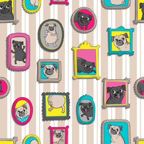 Frames with portraits of pugs Royalty Free Vector Image