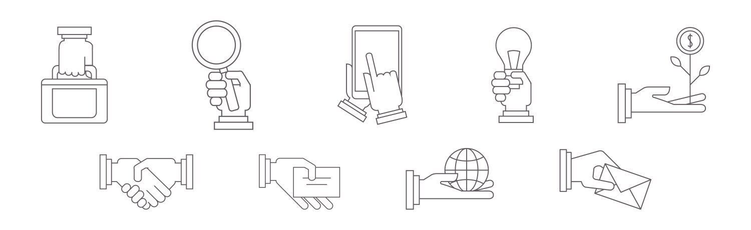 Human hand perform different action line Vector Image