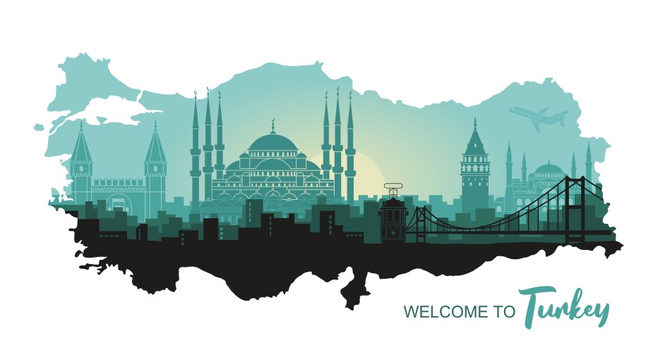 Landscape of the turkish city istanbul Royalty Free Vector