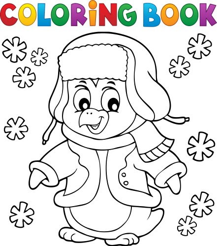 Coloring book penguins sledging Royalty Free Vector Image