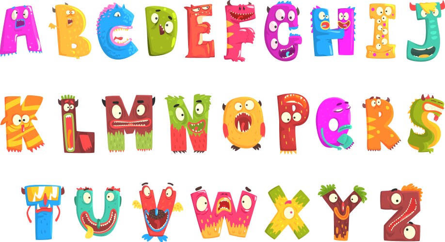 Kids Alphabet Monster Learning Royalty Free Vector Image