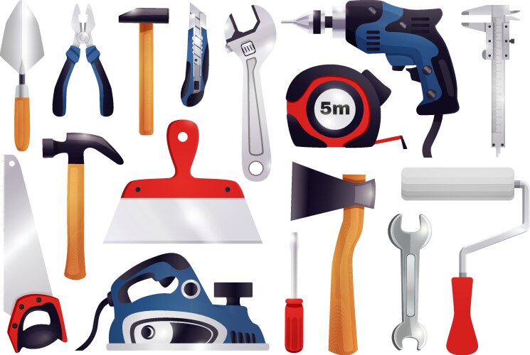 Set of diy cartoon tools Royalty Free Vector Image