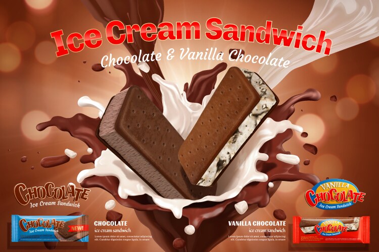 Chocolate ice cream advertisement Royalty Free Vector Image