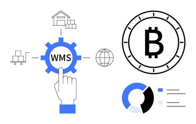 Warehouse management system overview with graphs Vector Image