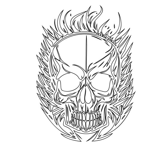 Cursed skull halloween sketch outline Royalty Free Vector