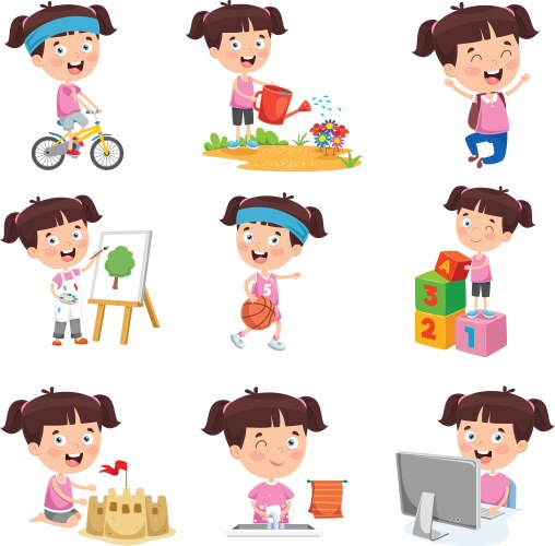 Kids daily routine activities Royalty Free Vector Image