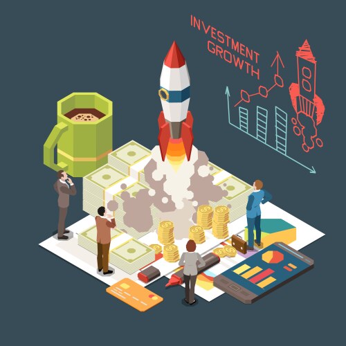 Concept of investment income growth fund Vector Image