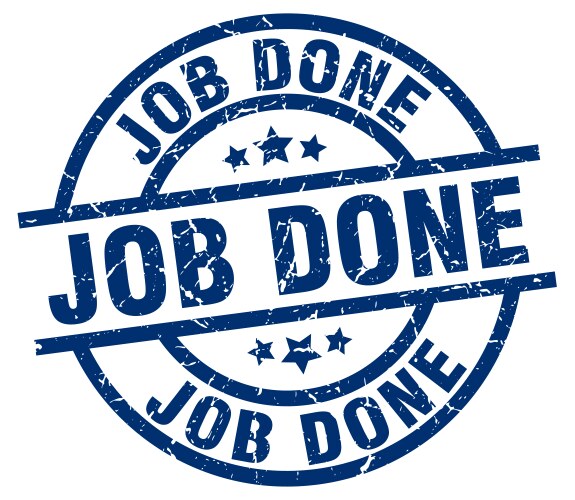 Done blue square grunge stamp on white Royalty Free Vector