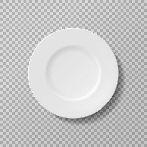 Empty white round plate on transparent background Vector Image