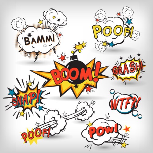 Popart comic speech bubble boom effects Royalty Free Vector