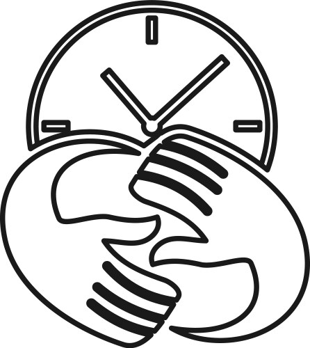 Stopwatch hand commitment teamwork together Vector Image