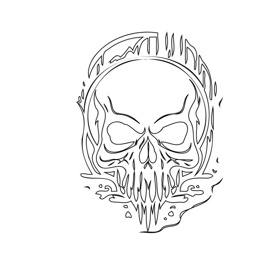 Cursed skull halloween sketch outline Royalty Free Vector