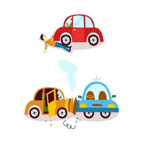 Flat cartoon car accident isolated Royalty Free Vector Image