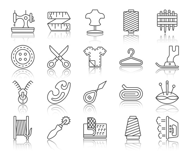 Sewing tools kit icons Royalty Free Vector Image