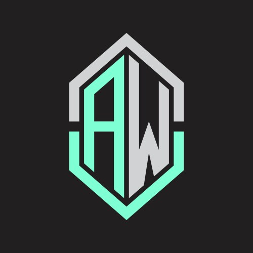 Aw logo monogram with shield line and 3 arrows Vector Image