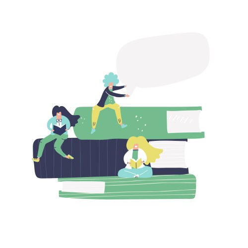 Students sitting on book Royalty Free Vector Image