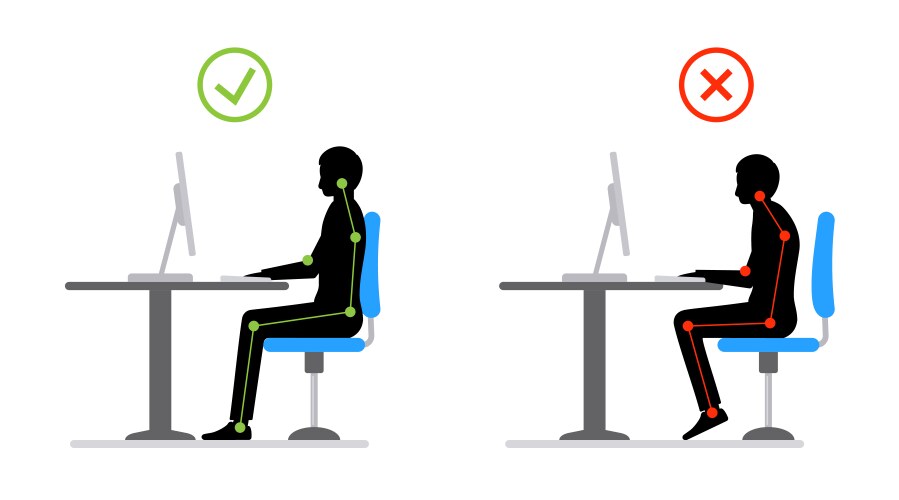 Ergonomics correct sitting posture Royalty Free Vector Image