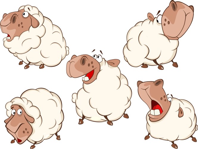 Cute sheep cartoon jumping Royalty Free Vector Image