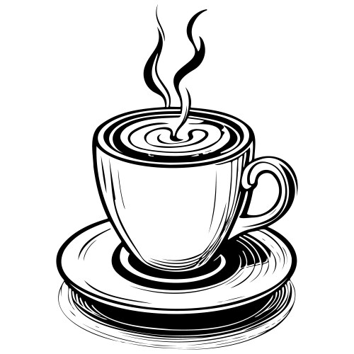 Coffee cup hand drawn line transparent background Vector Image