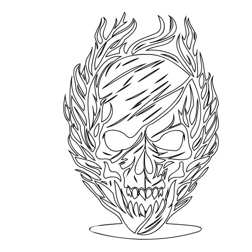 Cursed skull halloween sketch outline Royalty Free Vector