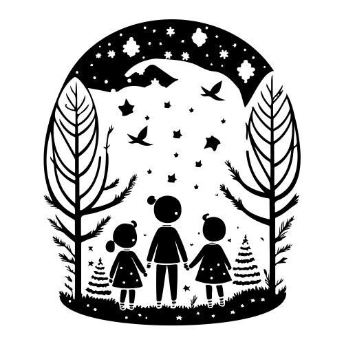 Forest friend children watching shooting stars Vector Image