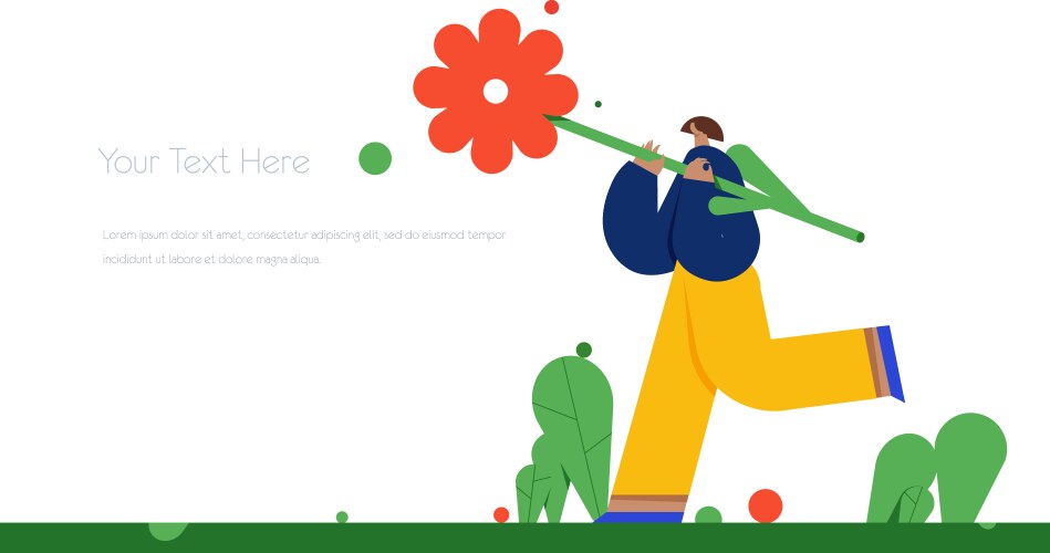 Cartoon man in suit gives a bouquet of flowers Vector Image