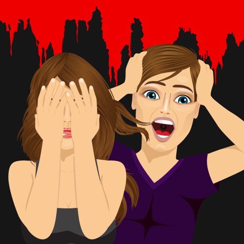 Omg retro scared girl screaming with terror Vector Image