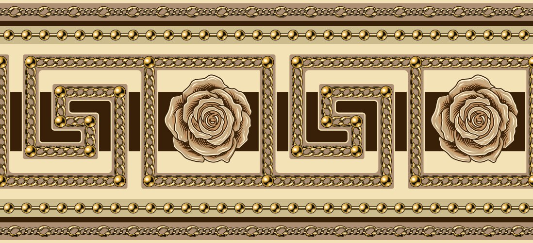 3d golden borders greek seamless pattern Vector Image