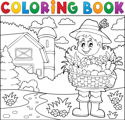 Coloring book farmer theme 1 Royalty Free Vector Image