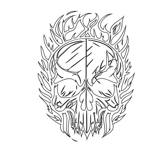 Cursed skull halloween sketch outline Royalty Free Vector