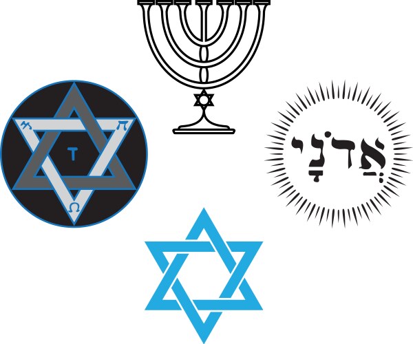 Jewish religious symbolism icon set Royalty Free Vector
