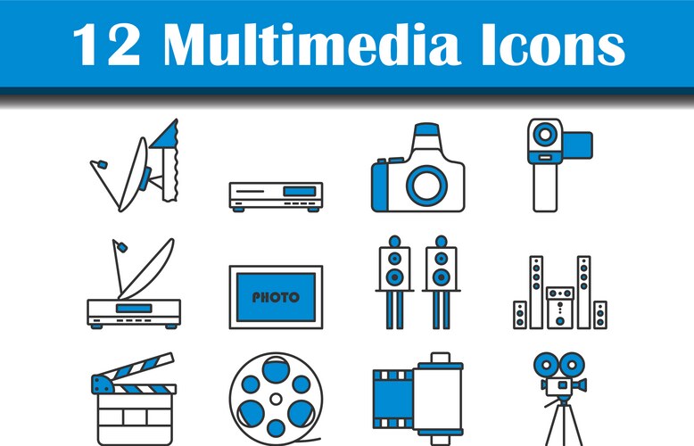 Multimedia icon set Royalty Free Vector Image - VectorStock