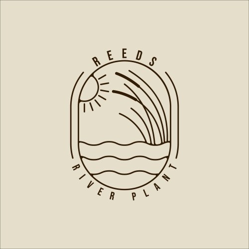 River plant reed logo line art simple template Vector Image