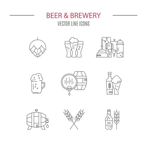 Craft beer brewery emblems barley Royalty Free Vector Image