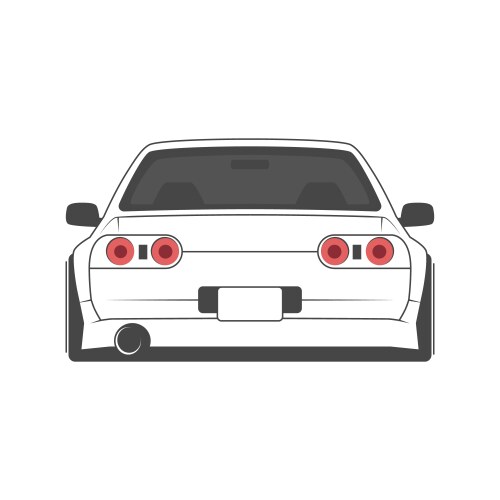 Cartoon japan tuned car on red sun background Vector Image