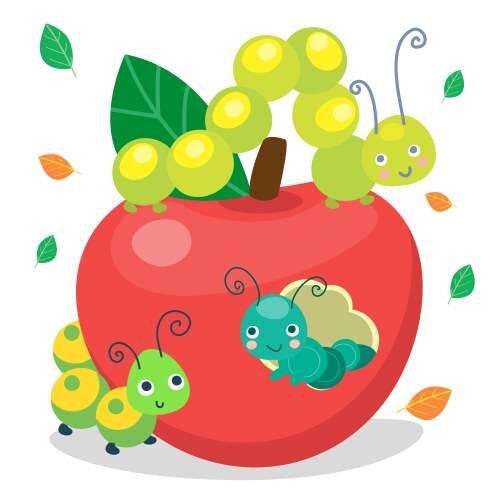Emoticon eating apple Royalty Free Vector Image