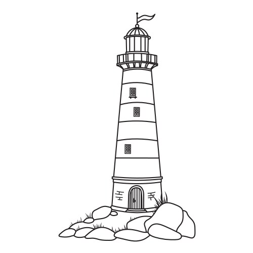 Lighthouse engraving style Royalty Free Vector Image